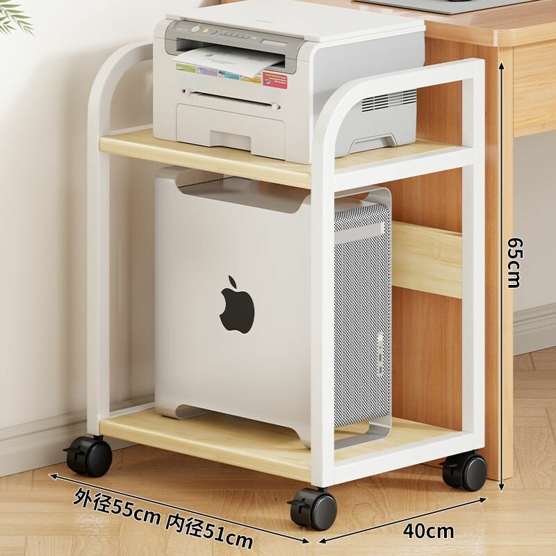 Мобильная подставка для принтера с колесами многоярусная стойка офиса с полкой под системный блок, 55х40х65 см, 1 шт