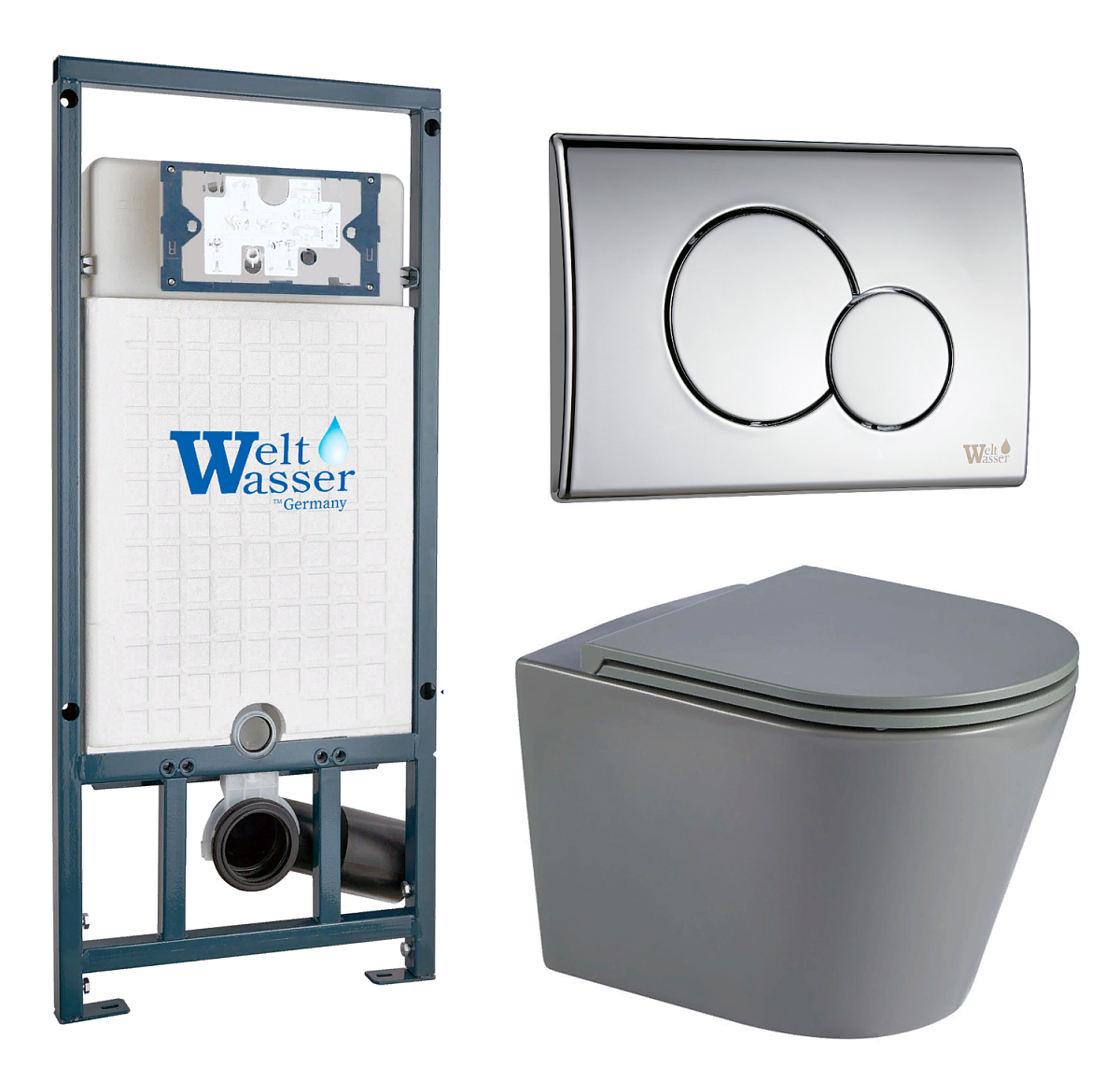 Унитаз с инсталляцией WeltWasser MARBERG 507 + SALZBACH 043 MT-GR + MAR 507 RD-CR