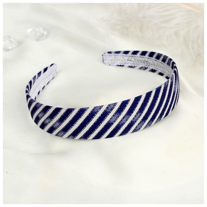Queen fair Ободок для волос "Дженни" полоса штрих, 2,5 см, синий/белый