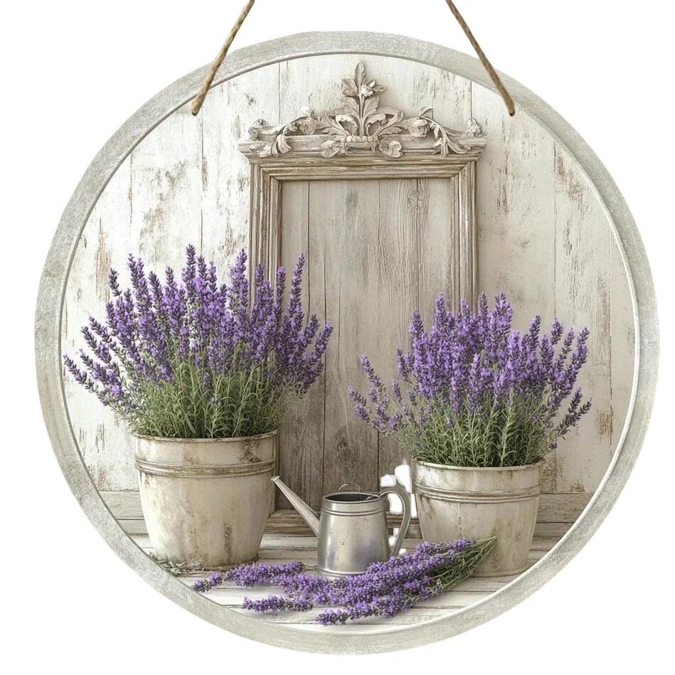 2D Ретро Круглая Деревянная Вывеска Настенное Искусство, Лавандовая Тема, Подходит Для Дома, Гостиной, Бар, Кухни, Украшения .