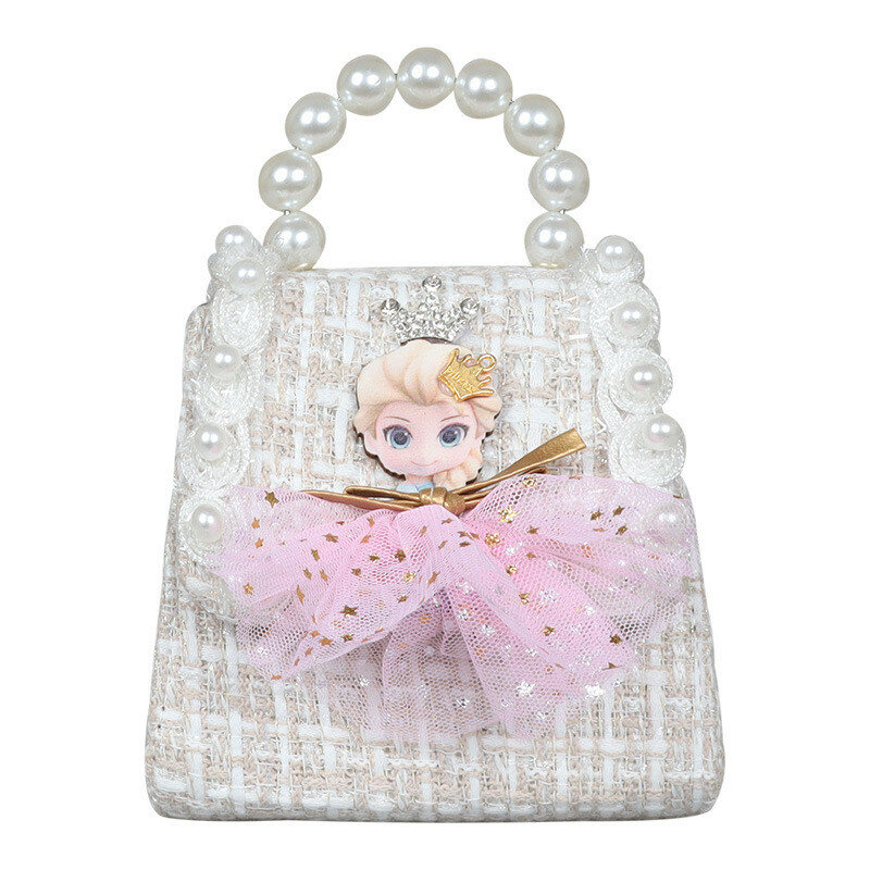 Модная мини-сумочка в корейском стиле для детей с эффектной жемчужной цепочкой и мягким дизайном из PU-кожи в черном, розовом и