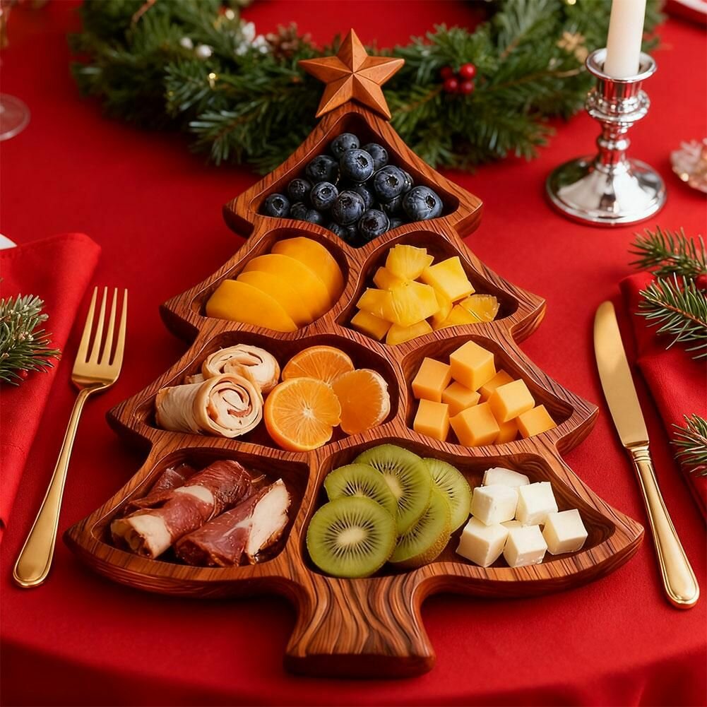 1 шт. Деревянное сервировочное блюдо в форме рождественской елки для фруктов, закусок, размер S/L
