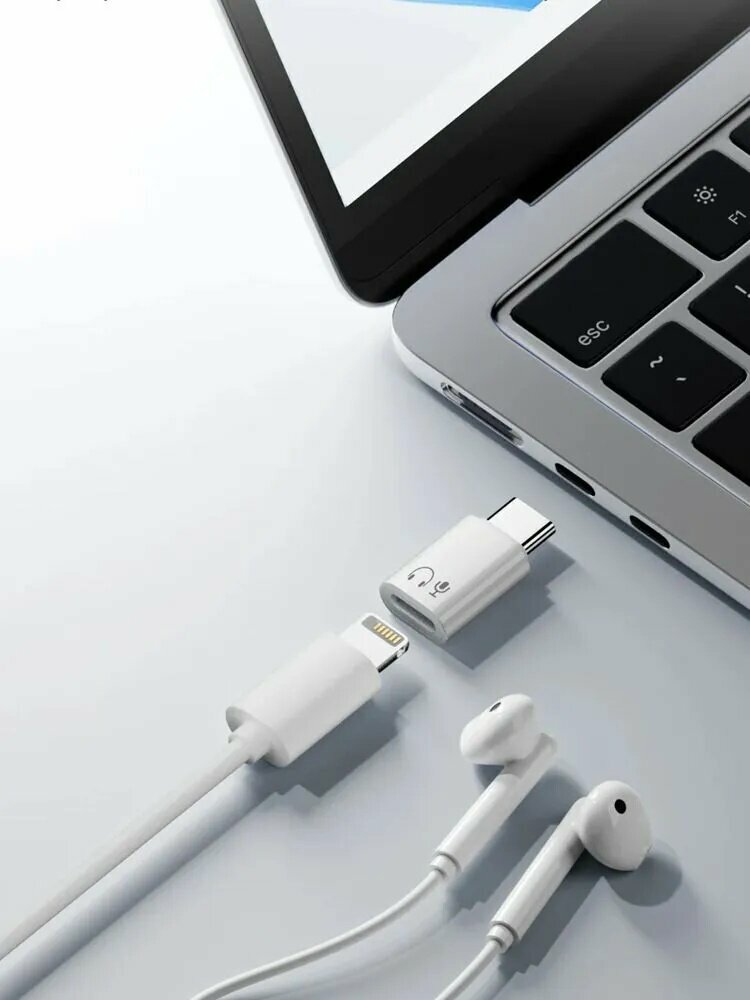 Переходник для наушников iPhone 15 16 Для проводных наушников. Адаптер USB C на Audio Adapter Lightning. Переходник для Type C - Lightning без Bluetooth для айфон.