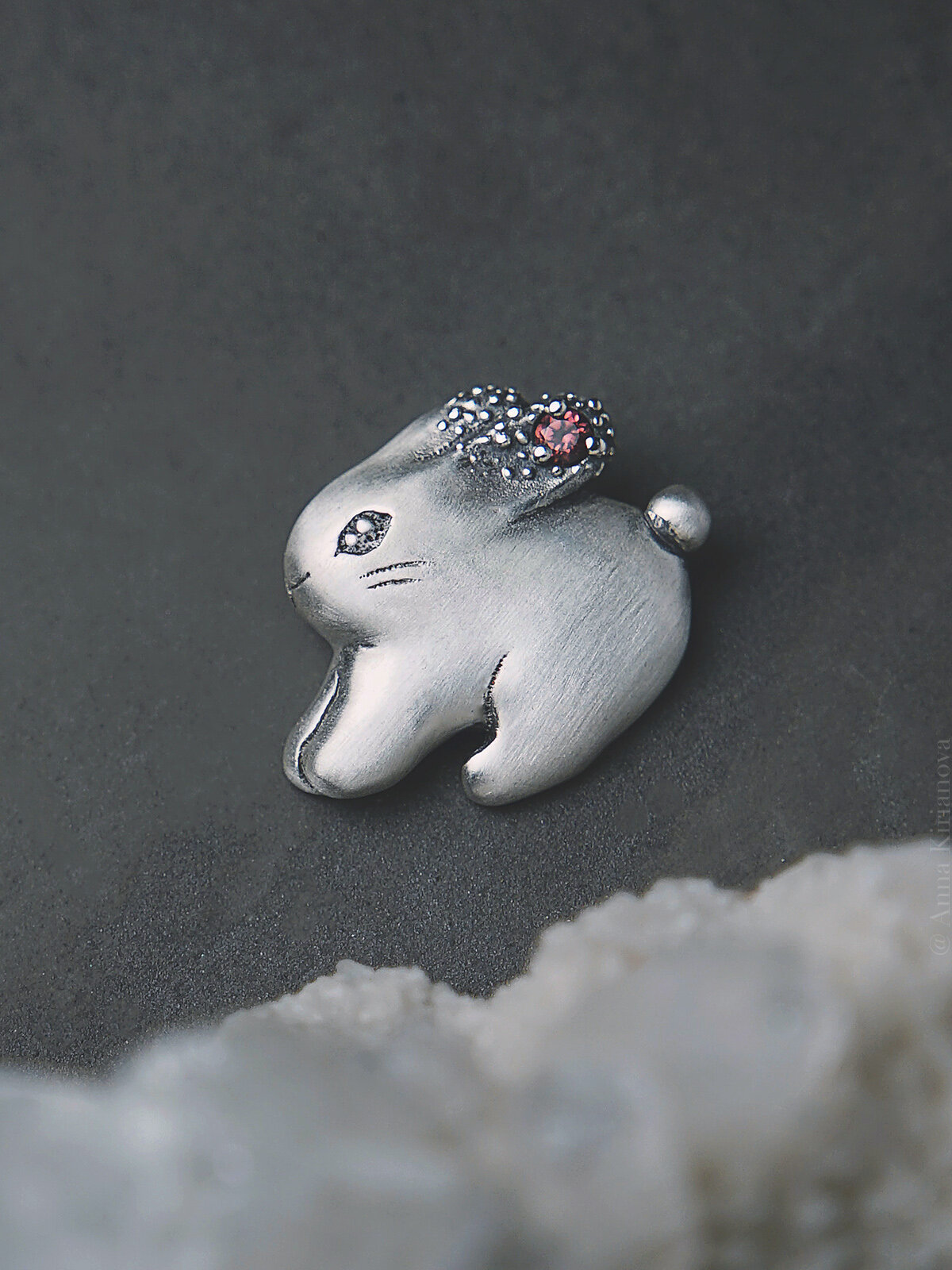 Подвеска, серебро, 925 проба, чернение, гранат, родолит