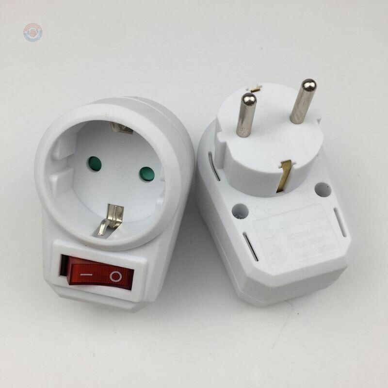Европейский переходник с переключателем, розетка-адаптер 16A 250В для путешествий, компактный одномодульный конвертер вилки, белый;