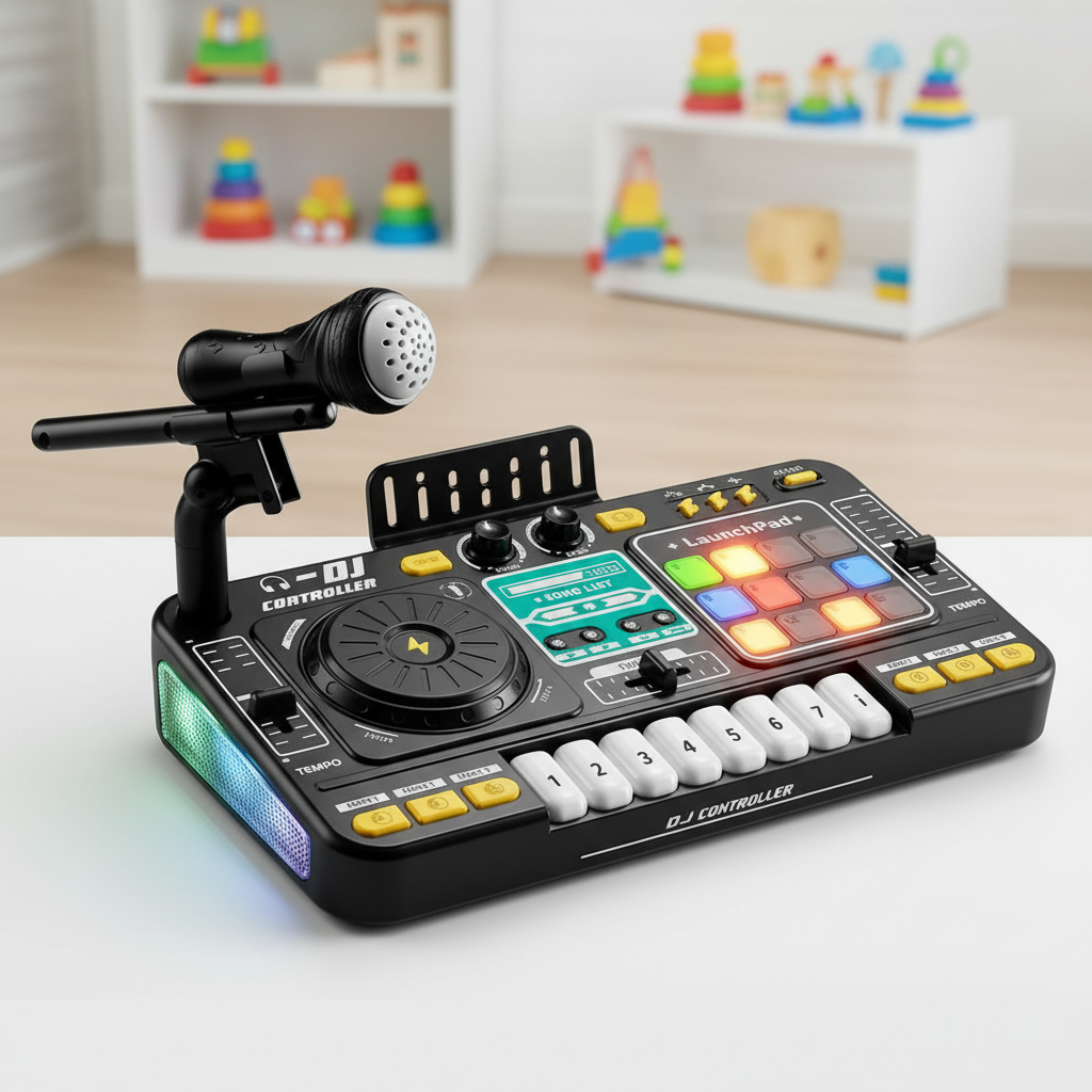 Детский DJ-контроллер с микрофоном, игрушка для начинающих, имитация игры