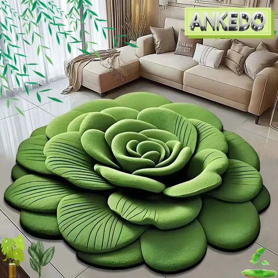 Зеленый круглый ковер для гостиной 80x80 см из искусственной шерсти, для дома, для спальни