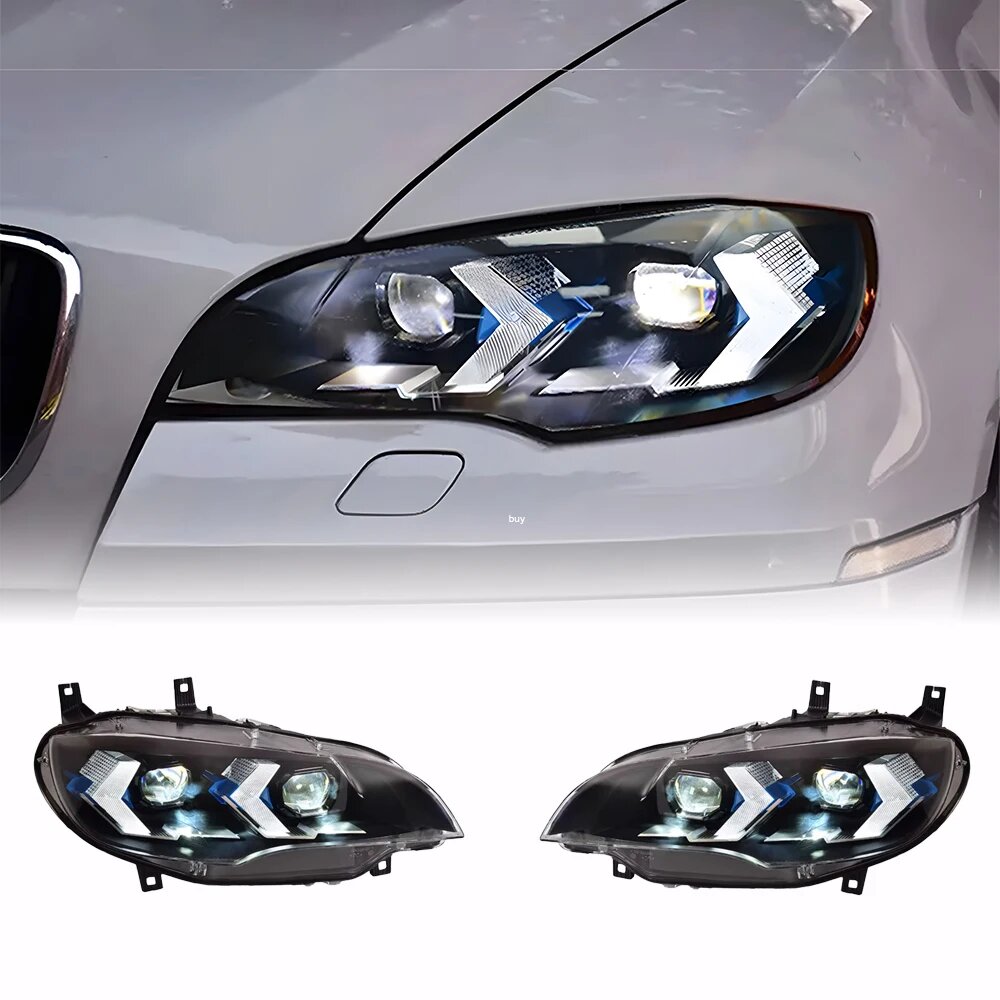 2 шт. E71 модифицированная светодиодная фара для BMW X6 E71 28i 35i 40i 50i 2008-2013, обновление нового стиля, светодиодный объектив проектора, аксессуары для инструментов European version, Left-hand drive, With AFS