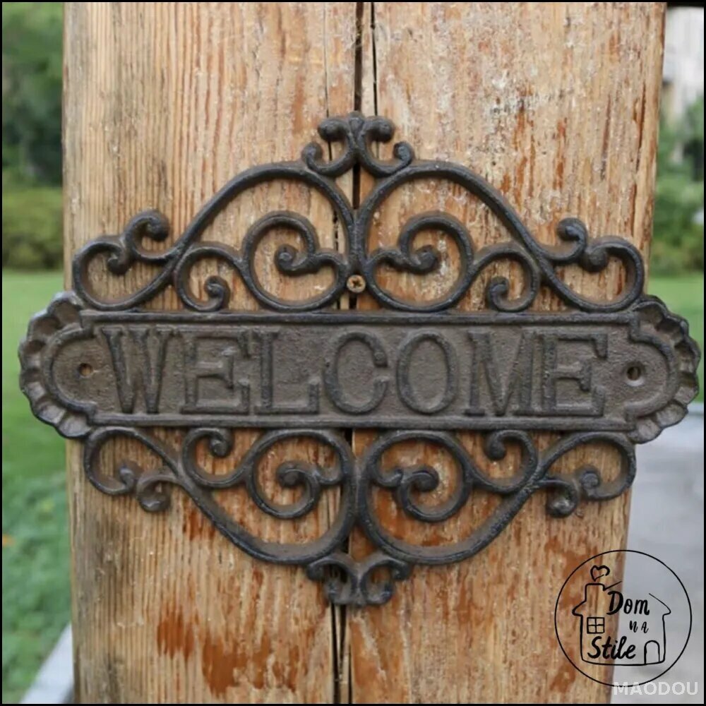Вывеска "Welcome", чугун, 28х21 см
