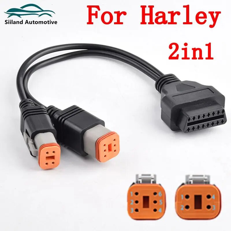Для Harley для Davidson 6Pin 4Pin к OBD2 16PIN мотоцикл OBD автомобильный диагностический сканер адаптер инструмент удлинительный кабель «два в одном»