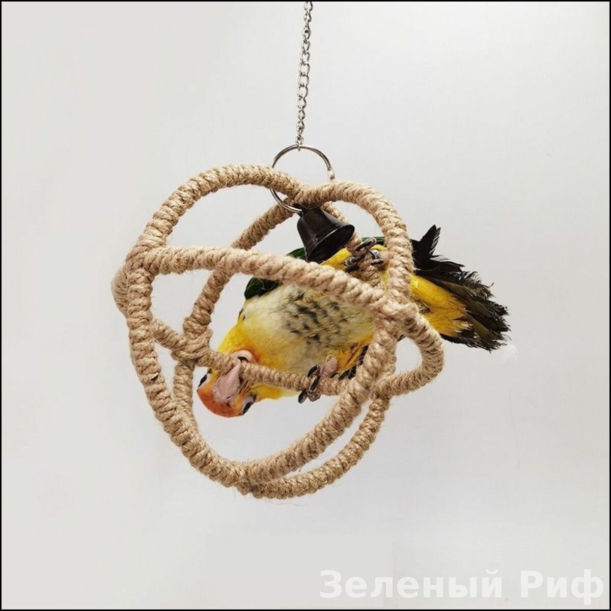 Умная тренировка для клюва и интеллекта попугая обеспечивается премиум погрызушкой Волшебный шар 16 см