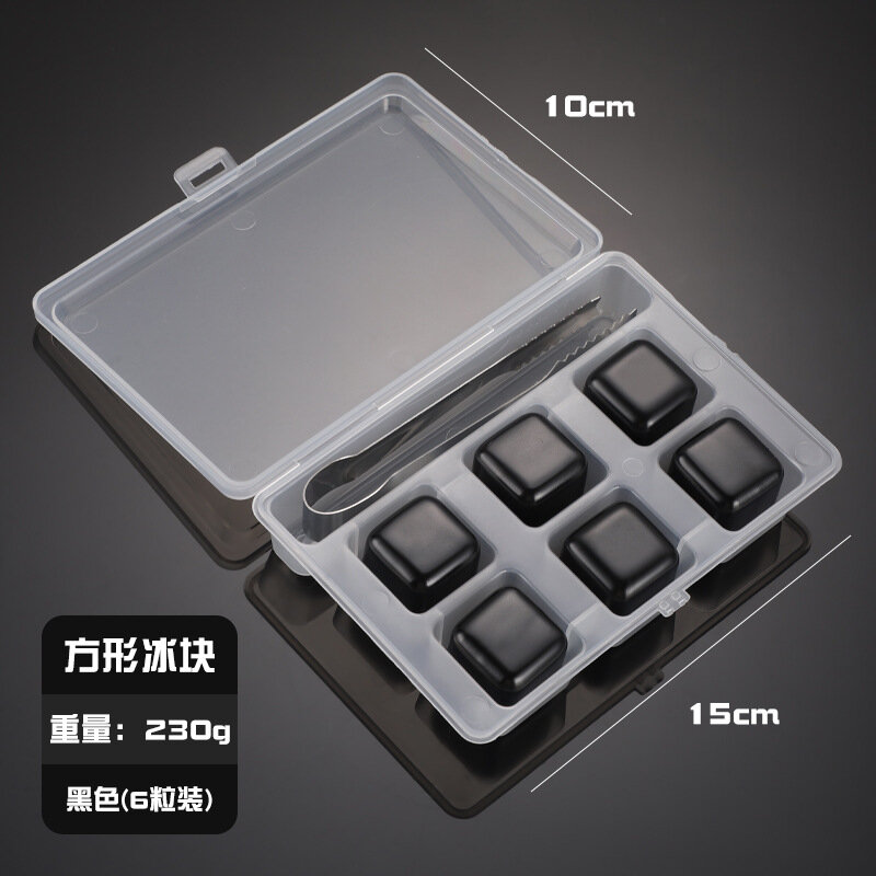 Трансграничные 304 из нержавеющей стали льда из красного вина со льдом Черный набор из 6 штук с зажимом для льда