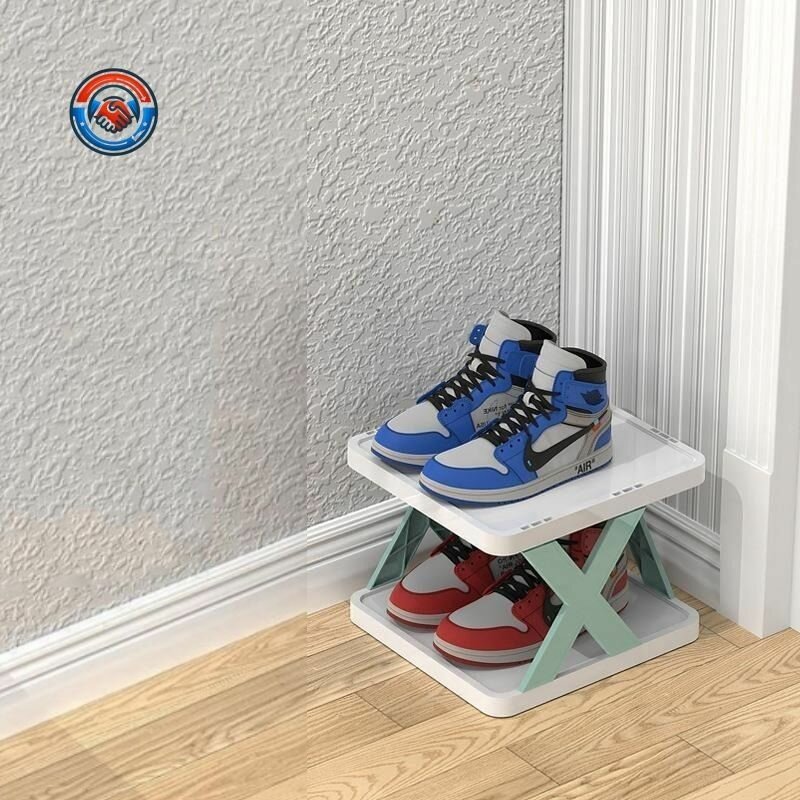 Складная полка для обуви цветная, компактная обувница пластиковая, экономия места в прихожей, модульная стеллажная система, синий или оранжевый