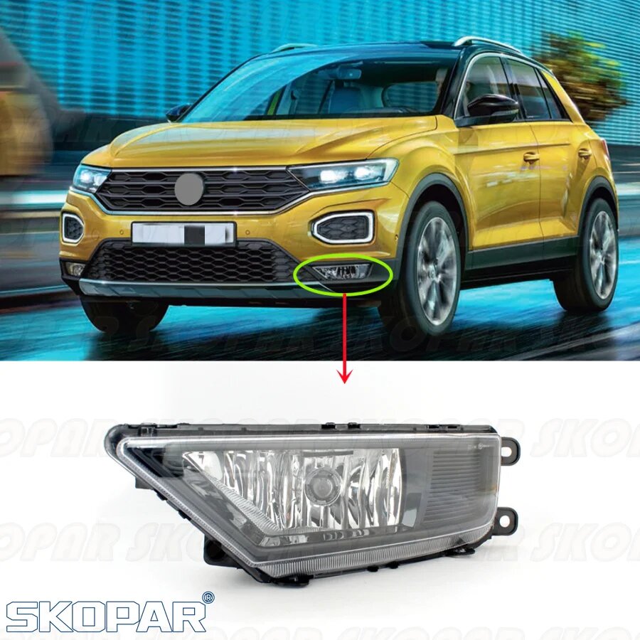 Противотуманная фара VW T-Roc/Tiguan 2018-2024, левая, галоген