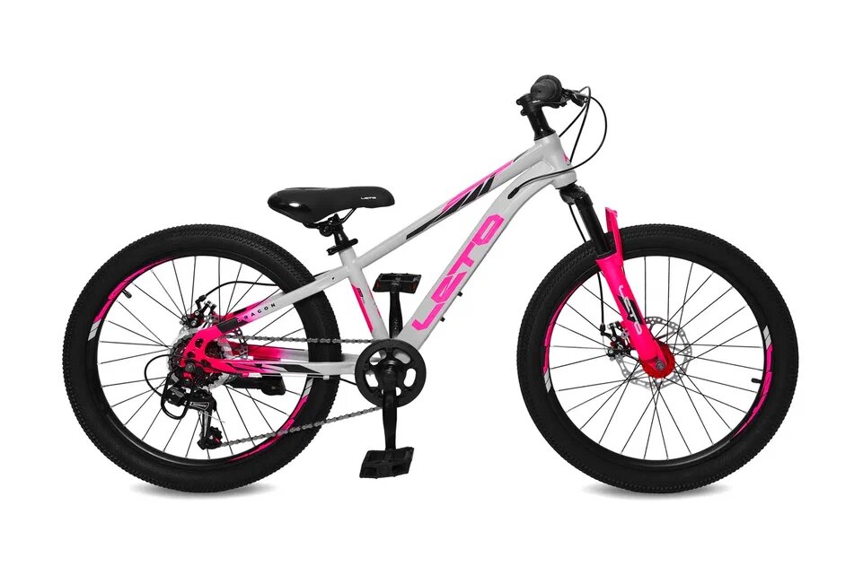 Велосипед 22" LETO DRAGON, сталь, рама 11", 6-ск серый/розовый