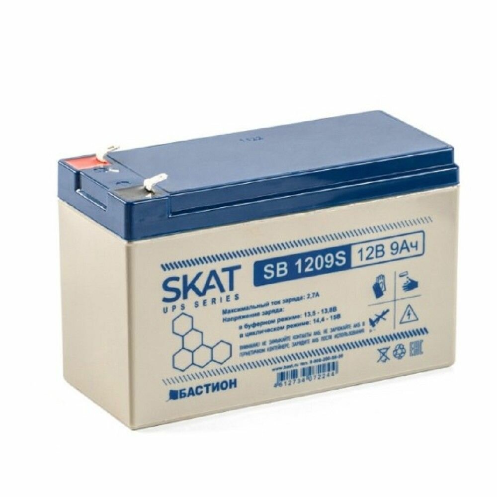 SKAT SB 1209S АКБ свинцово-кислотная тип AGM 12V 9Ач I зар. 2,6 А ножевые клеммы 8970