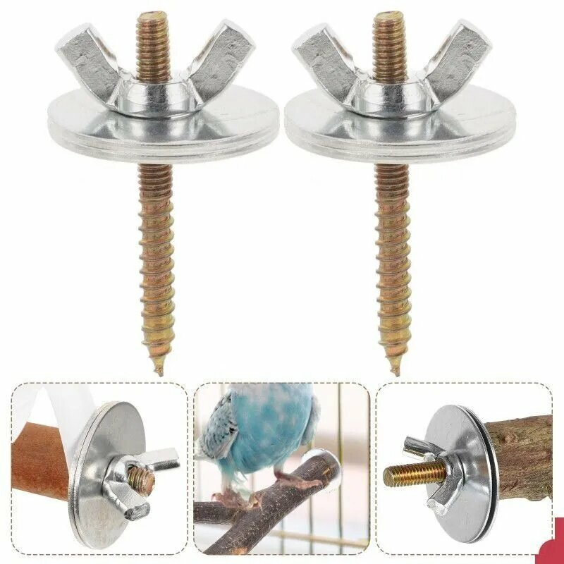 10 наборов аксессуаров для винтов подставки, кормушек для клеток, крепления птичьих жердочек, нержавеющий стальной комплект для маленьких попугаев 4.00X0.20X0.20CM