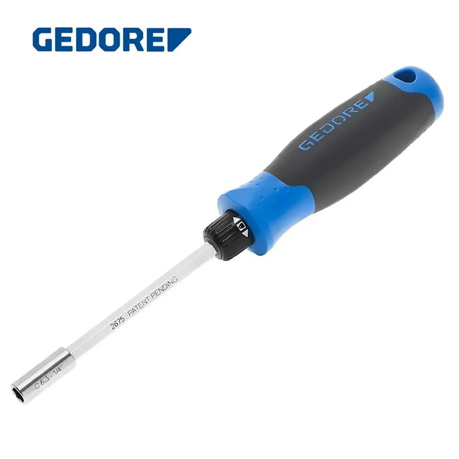 GEDORE Отвертка держатель насадок 1/4" Длинный тип, Небесно-голубой и черный,225mm,2675