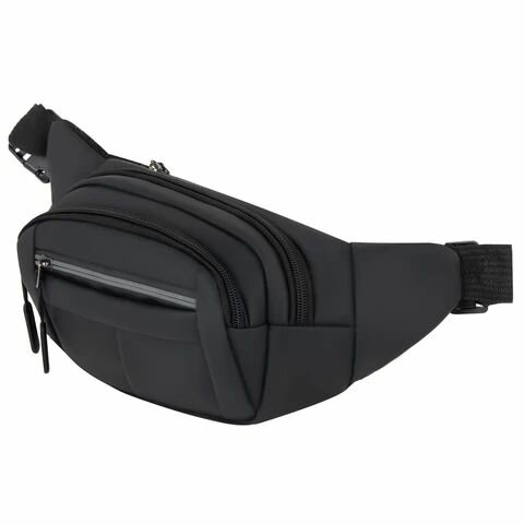 Сумка на пояс HEIKKI PROMPT (хейки), 2 отделения, регулируемый ремень, светоотражающие элементы, черная, 35х14х4см, 273922