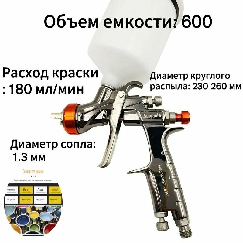 Краскопульт пневматический KIWAMI4-BA 1.3 мм для компрессора Масляные краски Регулируемое давление (RP)