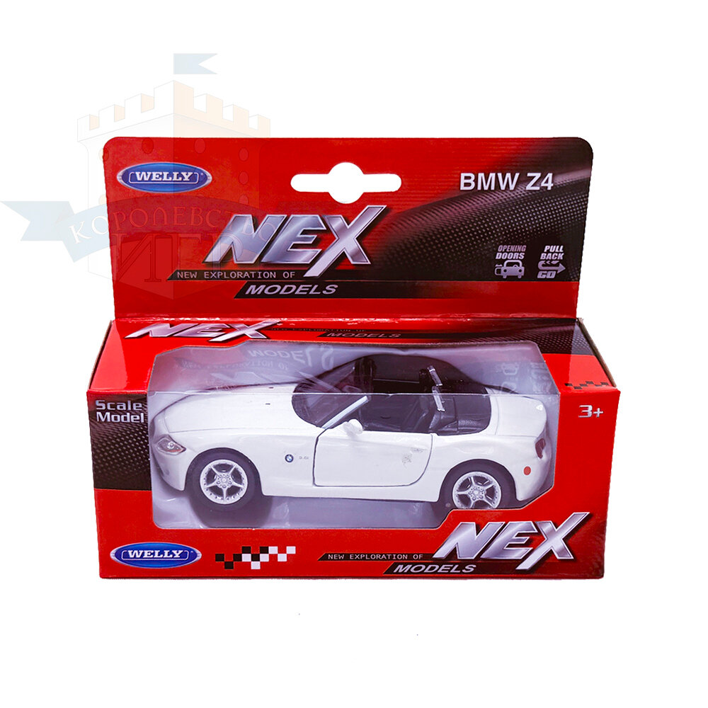 Машинка Welly BMW Z4 Convertible (E85), белый, 1:38, арт.42328CW-W