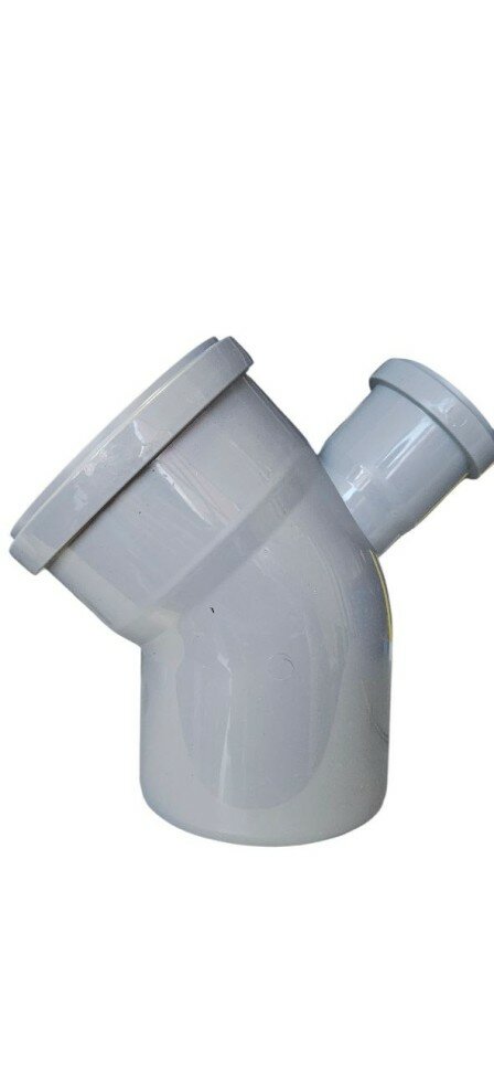 Отвод с патрубком канализационный Ф110х45* с выходом 50 вверх (серая)