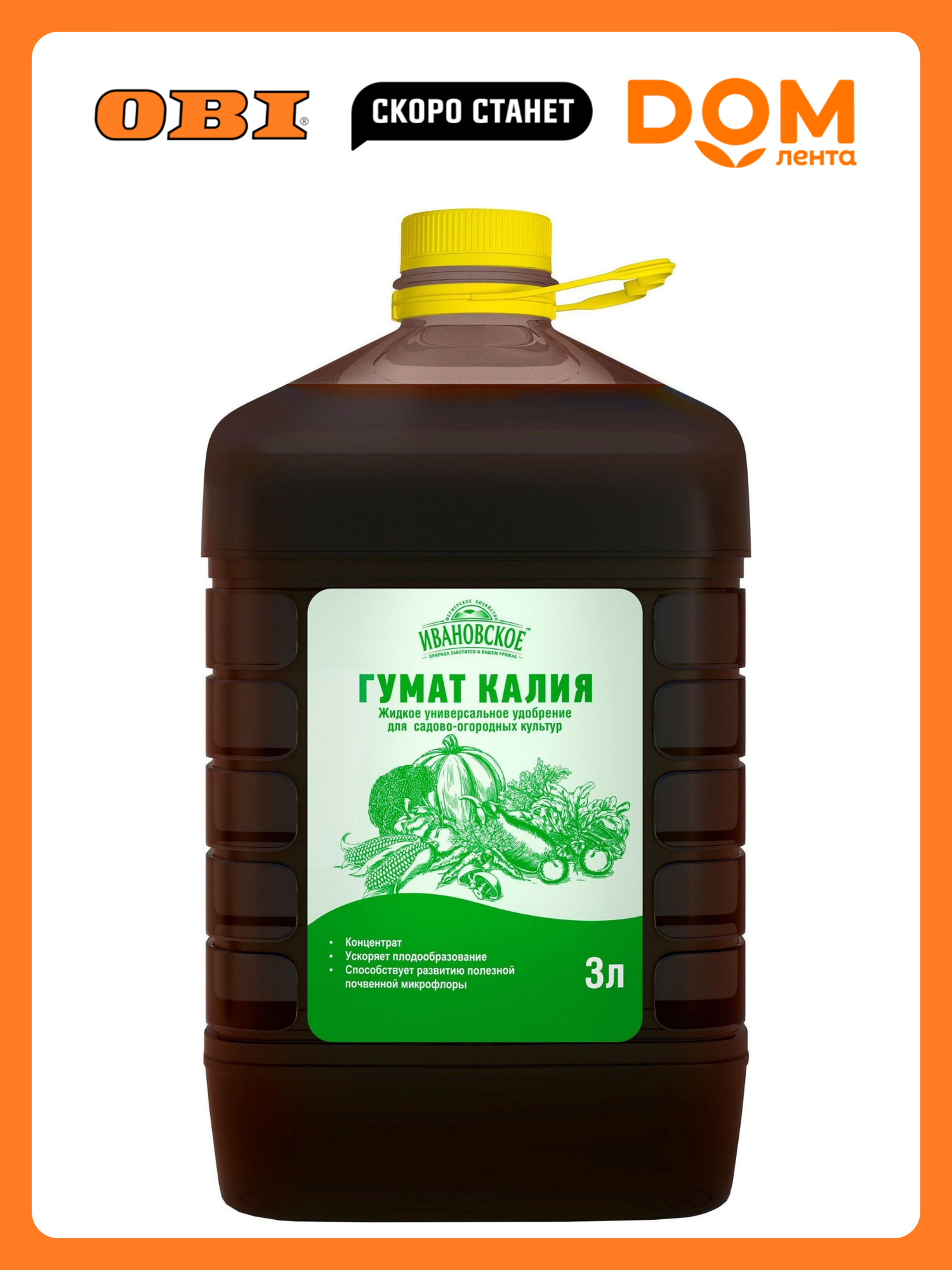 Удобрение Ивановское гумат калия ФХИ для садовых и огородных 3 л