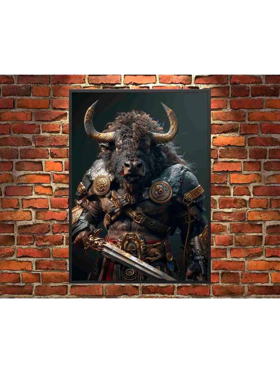 Бизон-животное-гладиатор 3, Плакат 30x42см