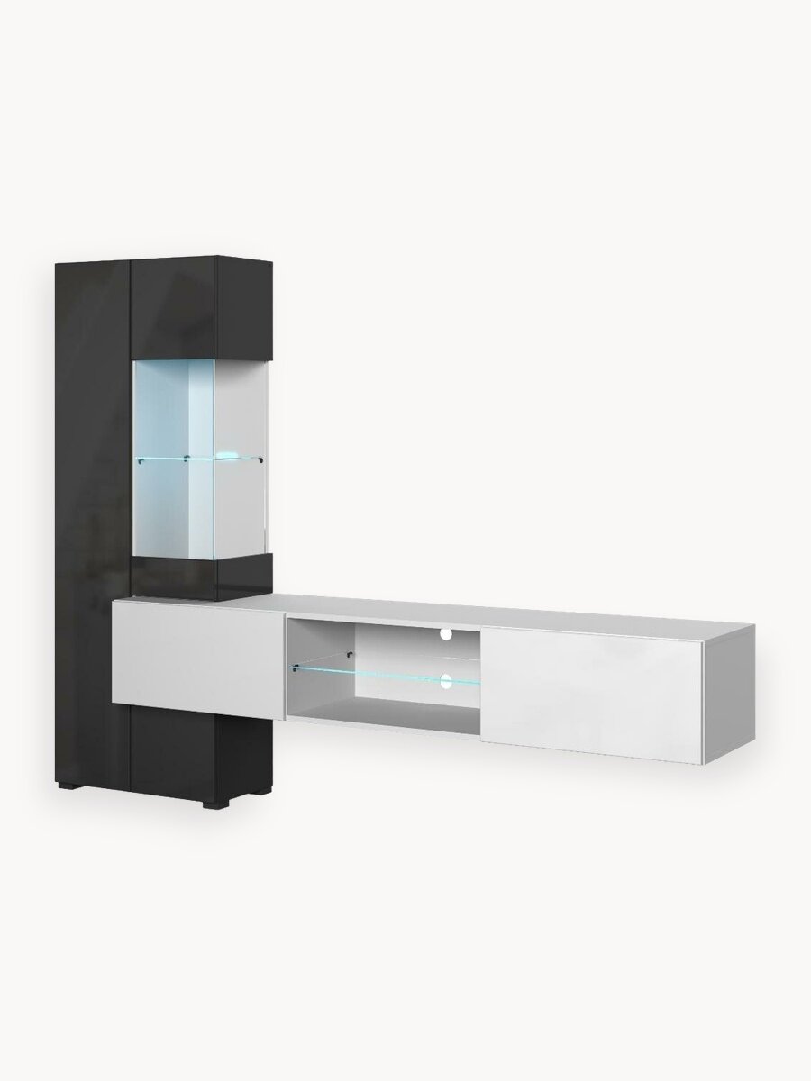 POINT гостиная ТИП-70 Белый/Чёрный глянец