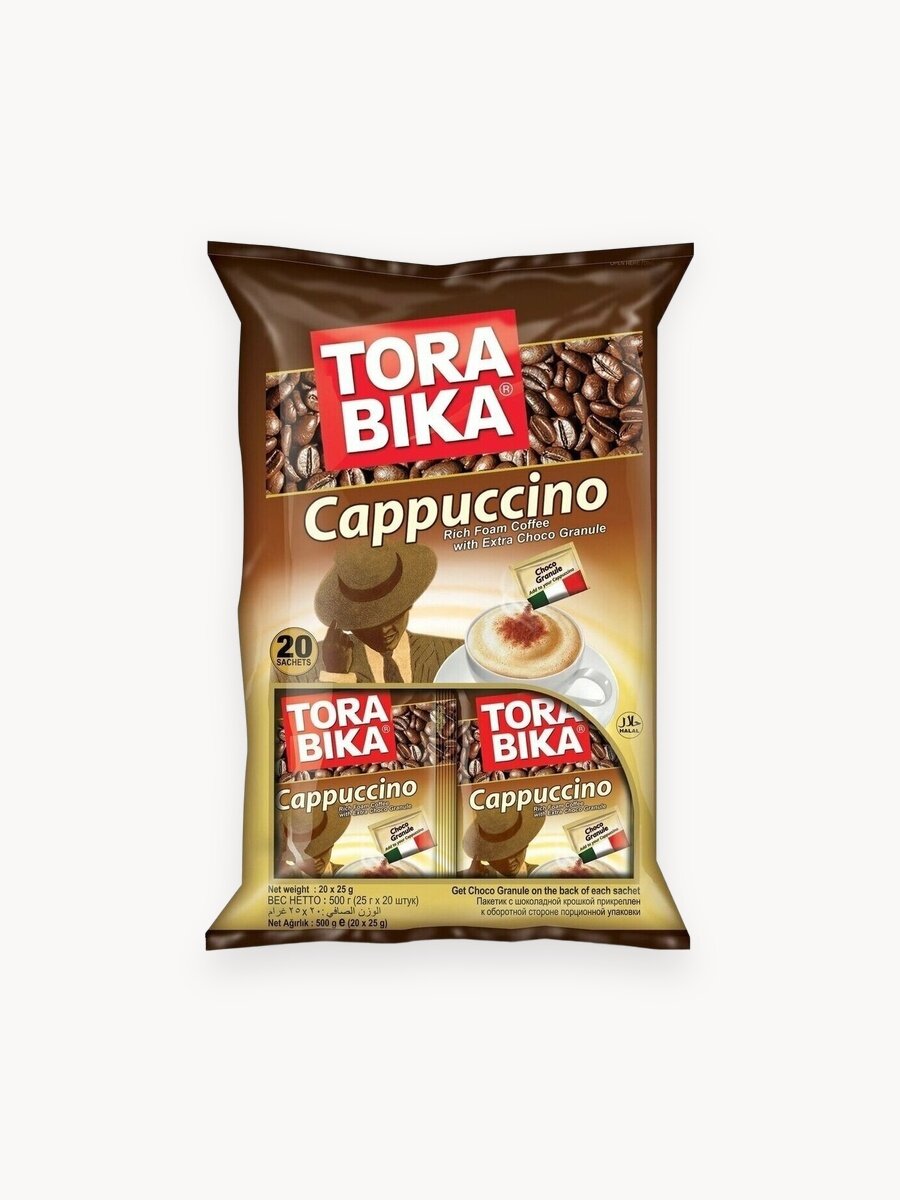 Кофе растворимый Tora bika Cappuccino 3в1 с шоколадной крошкой, 20 шт по 25 г (Тора Бика)