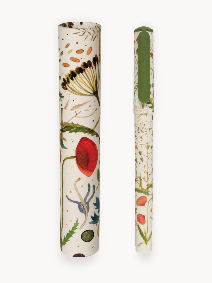 Ручка шариковая синяя подарочная Bruno Visconti "DreamWrite. Луговые травы" 0.7 мм / ручка в тубусе с цветочным принтом арт.20-0264/15-1