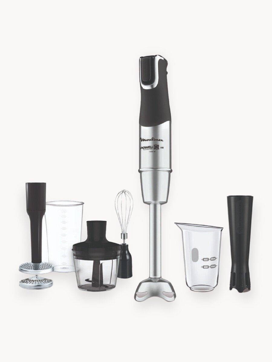 Блендер погружной 5 в 1 Moulinex InfinyForce Pro DD95KD10 с 5 насадками, 1200 Вт, черный/металл