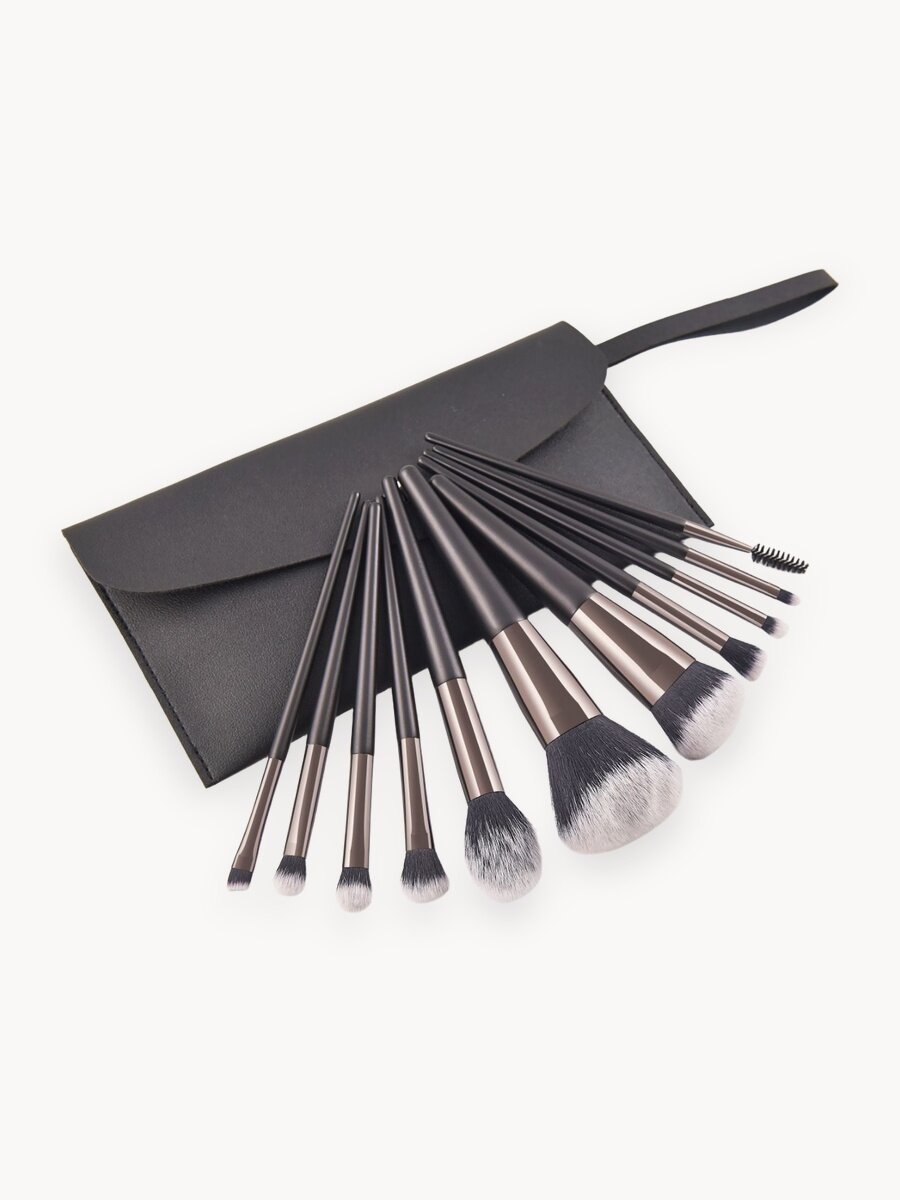 Набор кистей для макияжа 11 штук с чехлом. Профессиональные кисти для макияжа