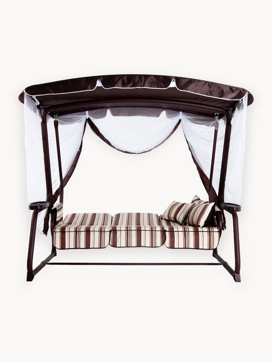 Качели садовые ZALGER "Венеция", металлические, трехместные, до 300кг, цвет шоколад