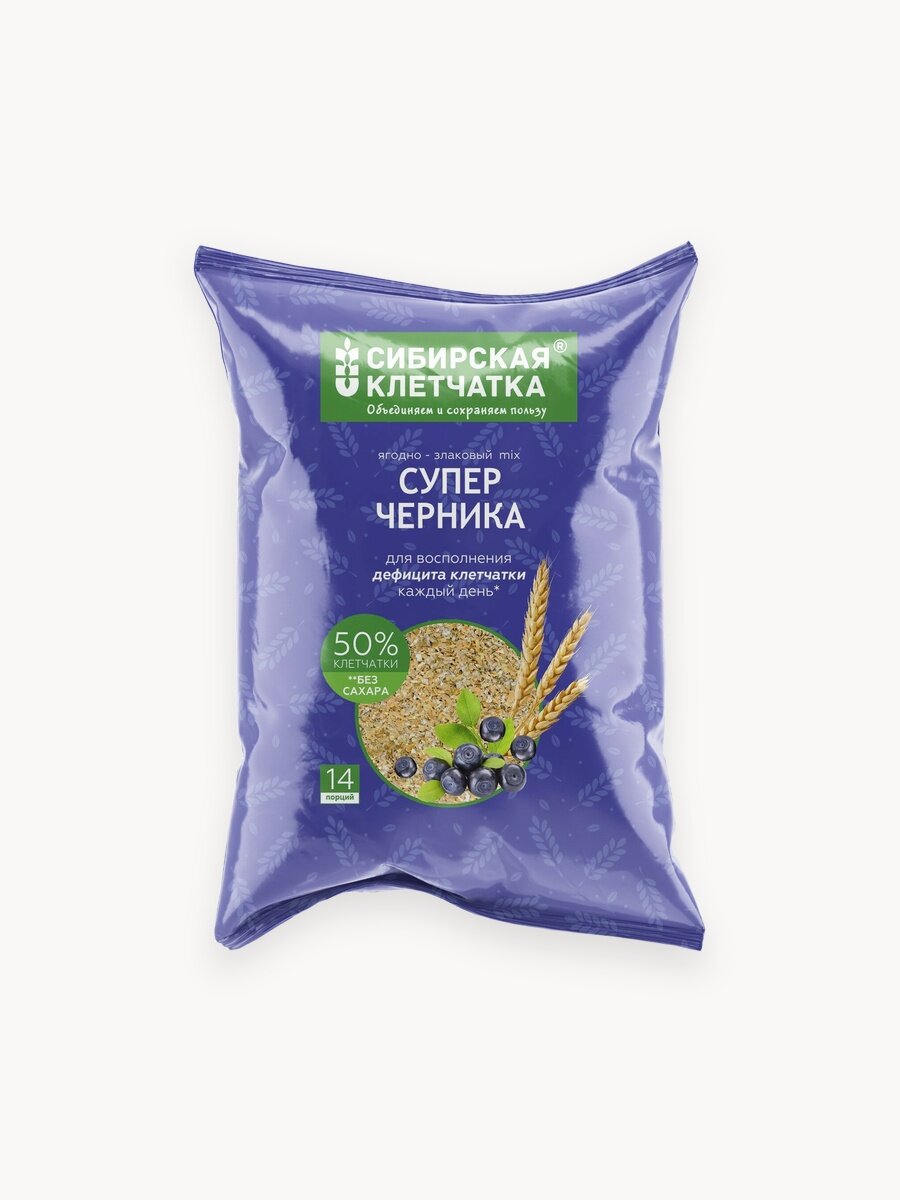 Сибирская клетчатка "Суперчерника", пшеница, яблоко, черника, без консервантов, 300г