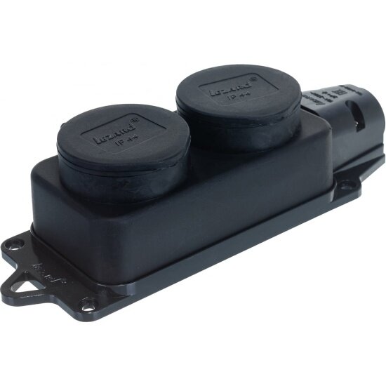 Колодка Lezard 2-м 16А IP44 2P+PE 220-240В с защ. крышками каучук 106-0400-0110/110