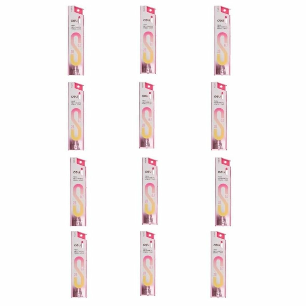 Deli Стержень микрографический, 0,7 мм, 2B, 20 грифелей - 12 уп