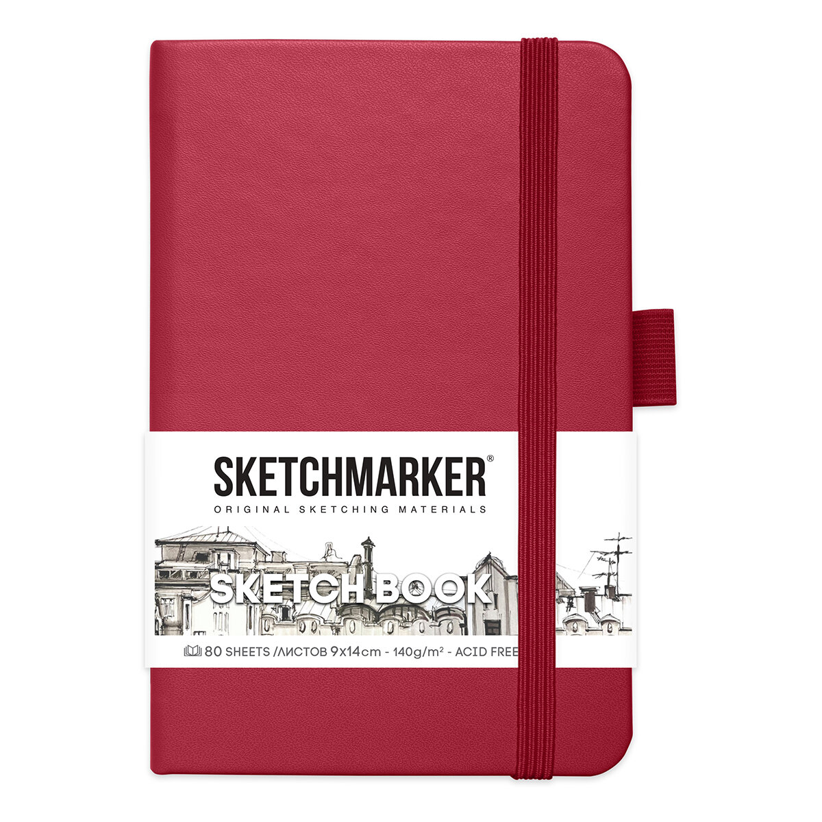 SKETCHMARKER Блокнот для зарисовок 140 г/м2 A6 9x14 см твердый переплет 80 л фуксия