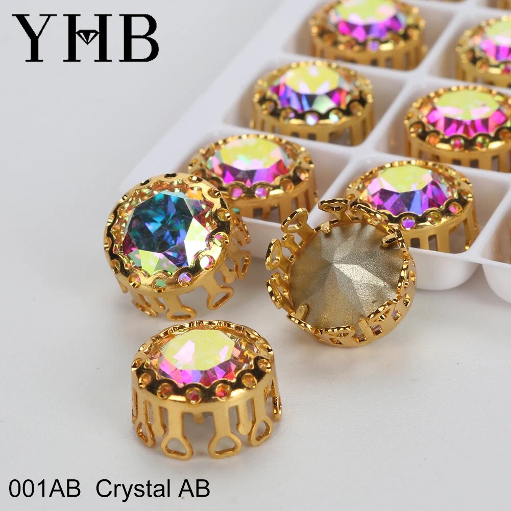Стразы YHB 6 мм, 36 шт, Crystal AB, 001AB