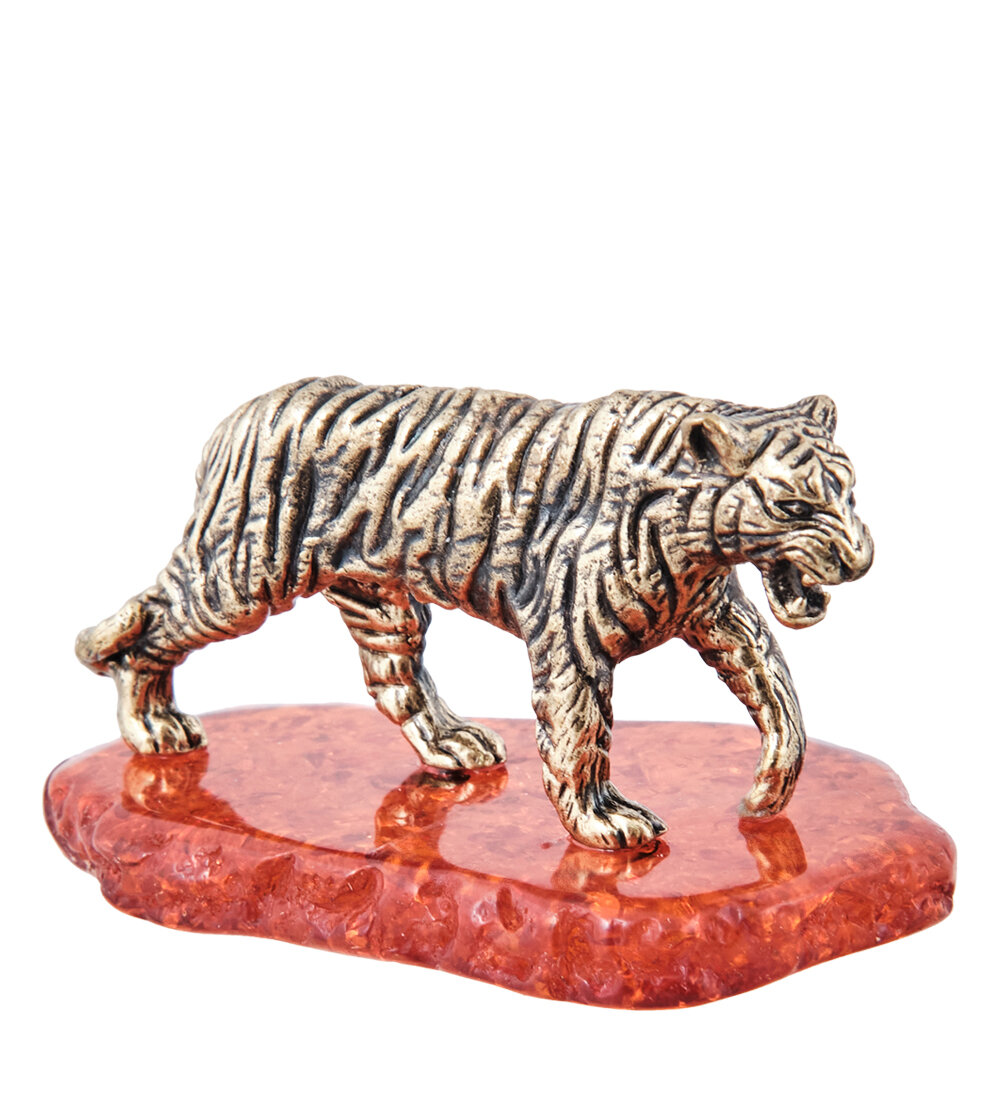 Фигурка Тигр Шер-Хан (латунь, янтарь) AM-3976 113-7013427
