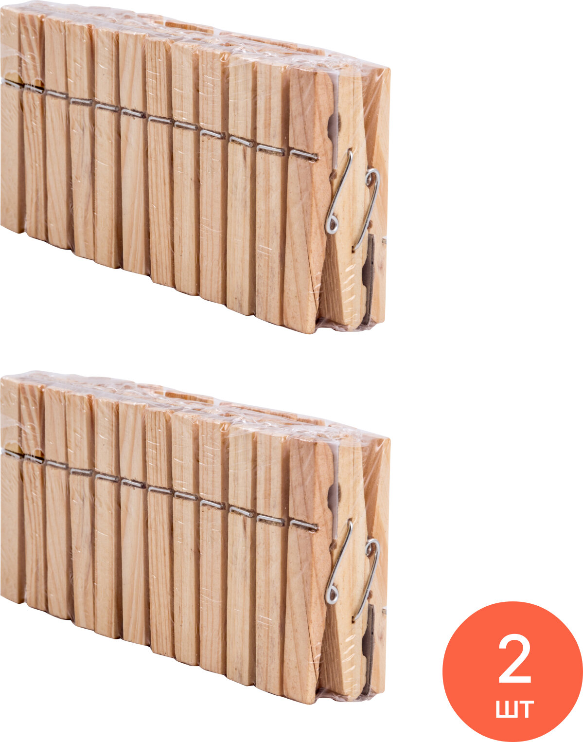 Прищепки для белья Рыжий кот дерево/металл 24шт. (комплект из 2 шт)