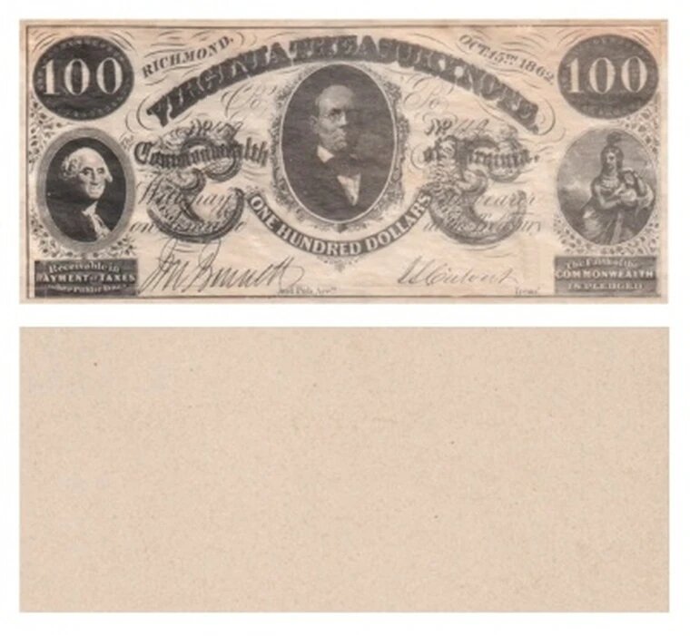 100 долларов 1862 США Ричмонд, штат Виргиния, сувенирная копия, банкноты и купюры редкие коллекционные
