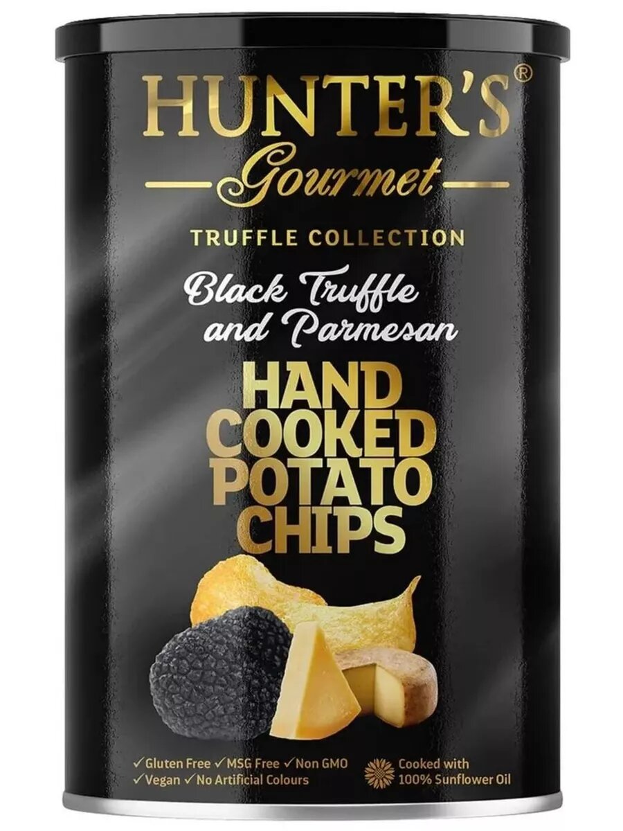 Чипсы Hunter's Gourmet "Черный трюфель и Пармезан", картофельные, в тубе, 150 гр