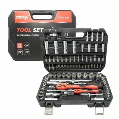 Набор инструментов 94 предмета, 1/4", 1/2" (6гр.), 4-32 мм, в кейсе