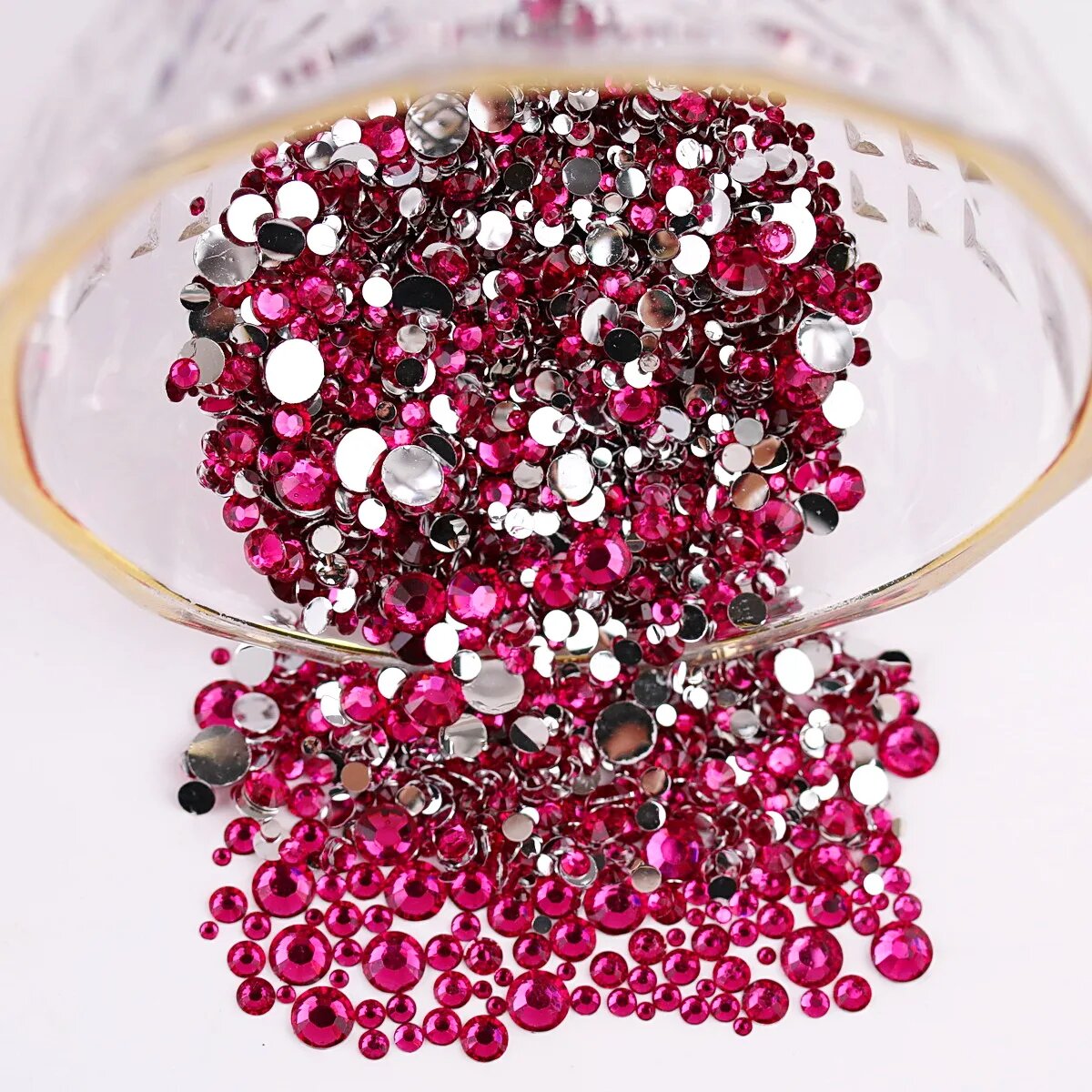 Круглые стразы SNCRYSTAL 2000 шт, 2-6 мм, смешанные размеры, серебристые A29 Fuchsia