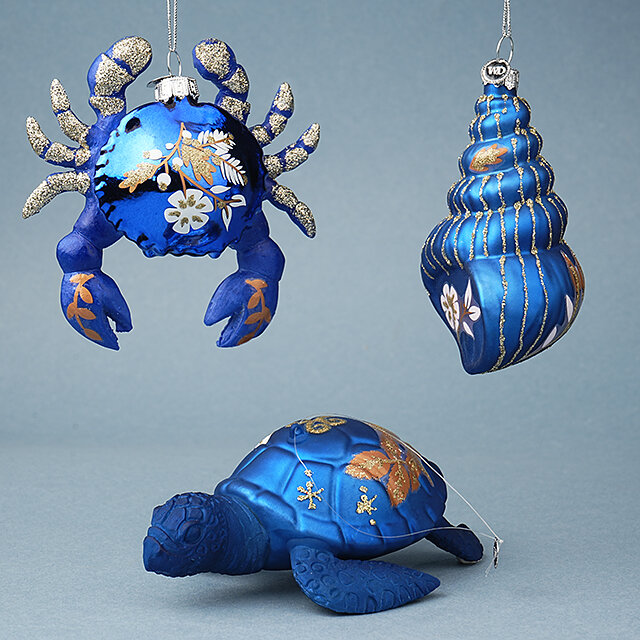 Елочные игрушки Calvino - Морской Мир 6-14 см, 3 шт, стекло, Winter Deco, 4060246/47/48-набор