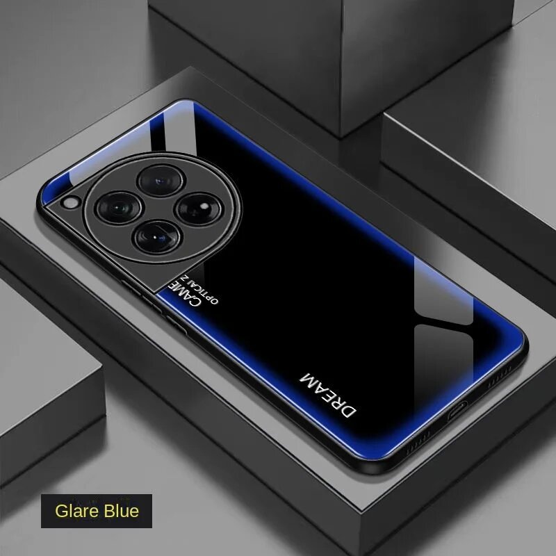 Для OnePlus 12 чехол жесткое закаленное стекло градиентная фотография для One Plus 12 OnePlus12 blue