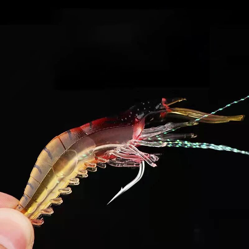 Светящиеся мягкие рыболовные приманки RPXBGUCKARHG, силиконовые креветки E