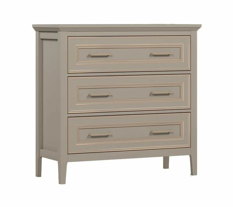 Комод классик KOM3S, глиняный серый, для одежды и вещей, с ящиками