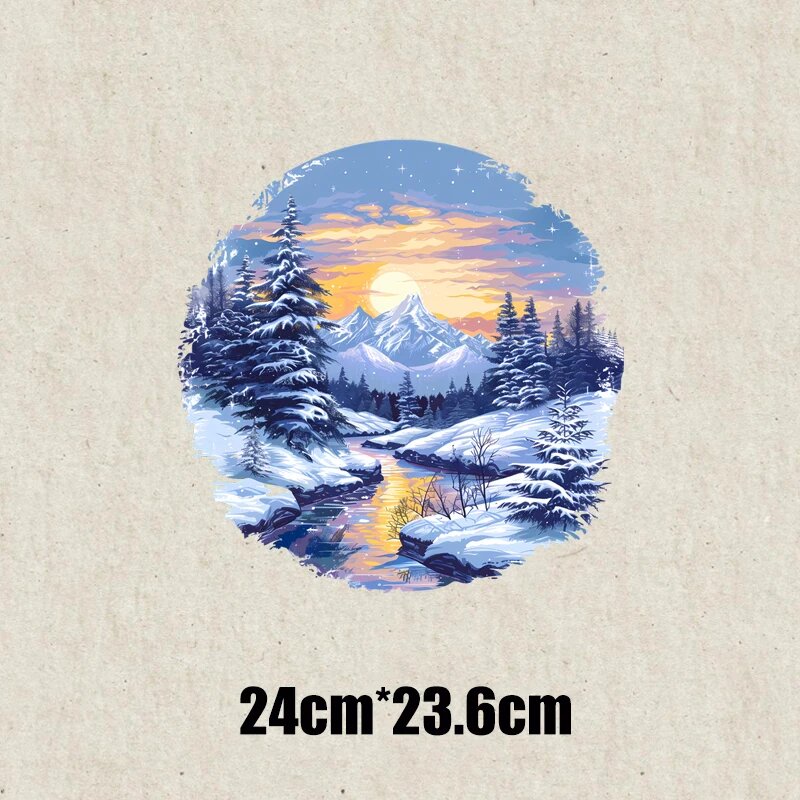 24 см мультфильм открытый костер, поля, восход солнца и закат DIY одежда термопереносная печать наклейки горячего прессования гладильные патчи